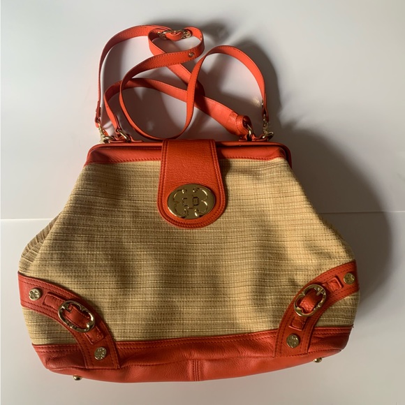 Emma Fox | Bags | Emma Fox Orange And Natural Woven Newport Frame ...